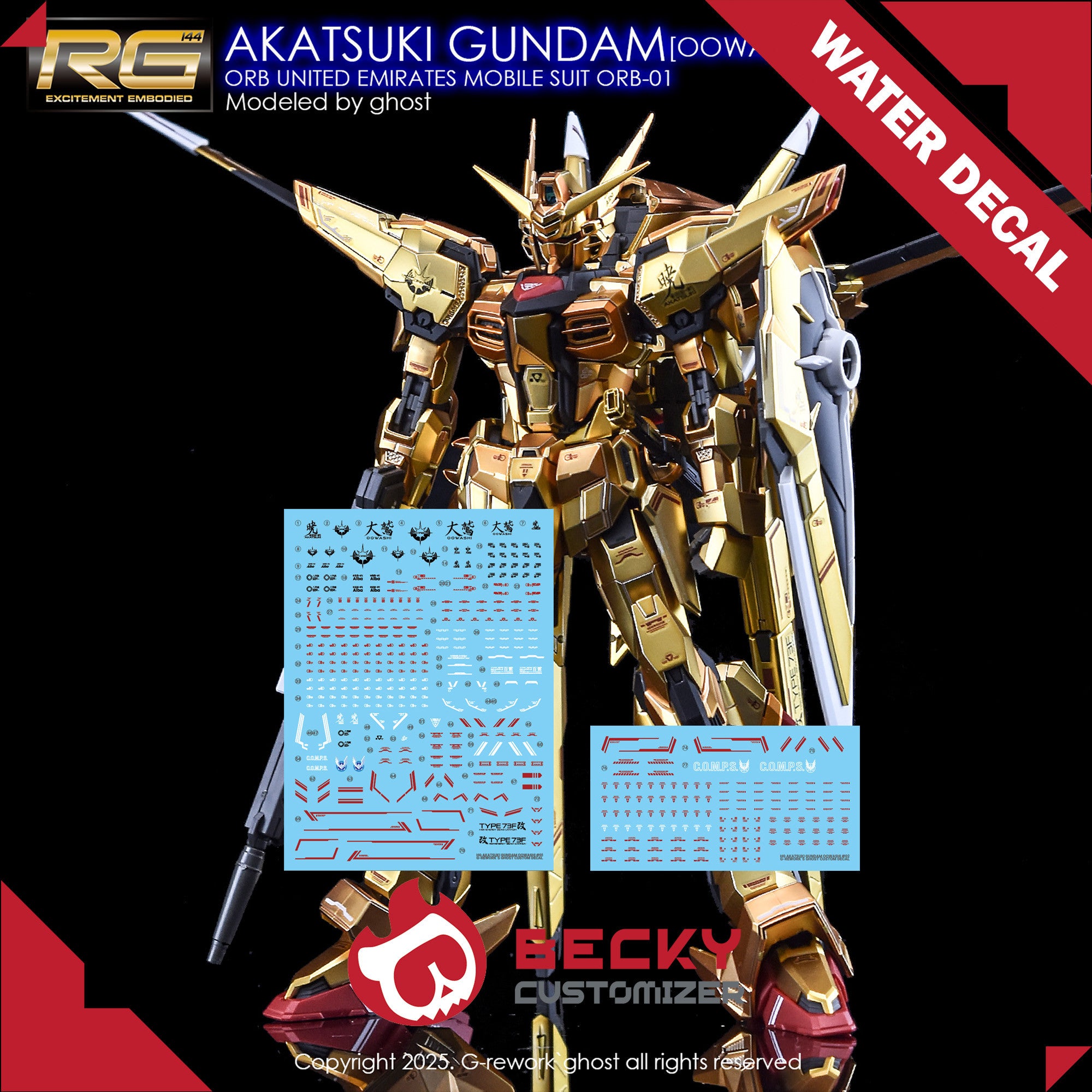 G-Rework [RG] Akatsuki Gundam Oowashi (Water decal ONLY) – Becky ...
